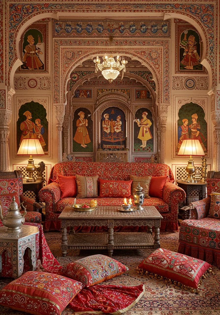30 Exquisite Indian Living Room Designs: A Fusion of Tradition, Elegance & Modern Charm - Decor ...